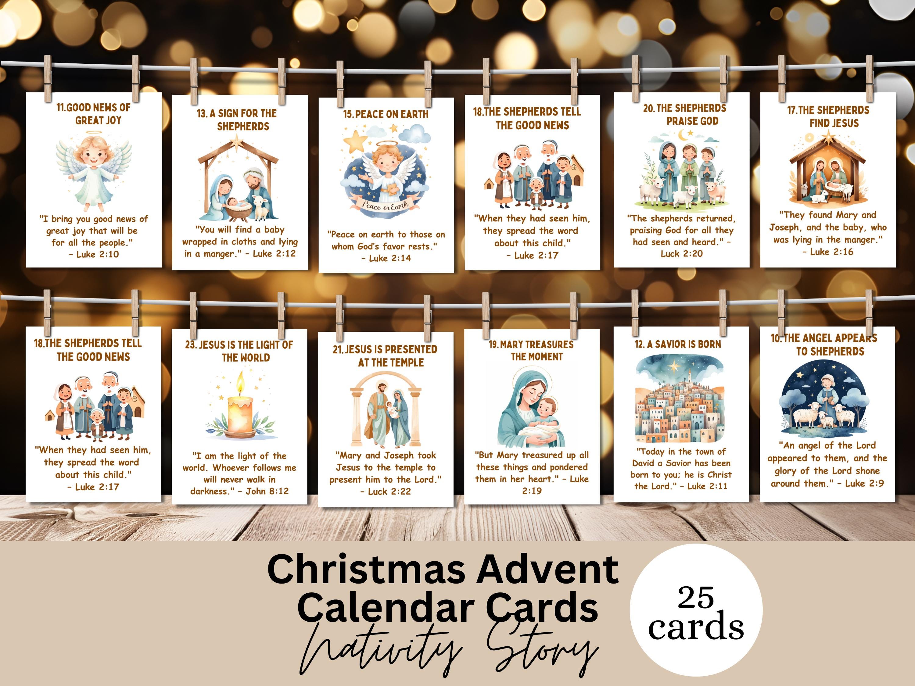 Advent Calendar Cards Christmas Nativity Story for Kids, Teens and ...