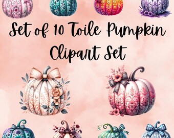 15 Floral Pumpkin Coquette PNG Clipart, Watercolor Retro Toile ...