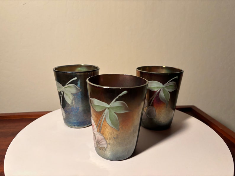 Vintage Fenton Cobalt Blue Iridescent Carnival Glass Tumblers, Set of 3 ...