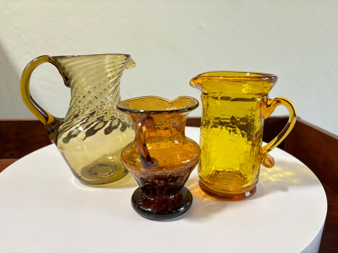 Small Vintage Pitchers Pontil Marks, Set of 3, Miniature Handblown ...