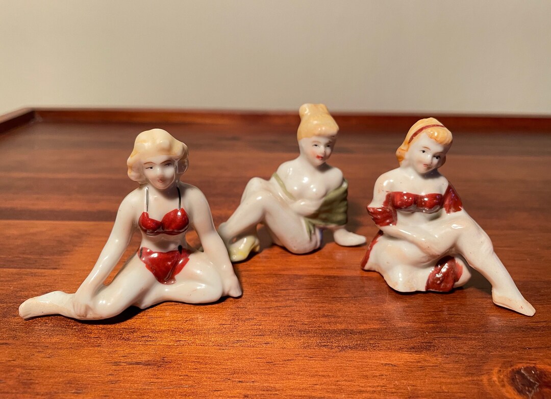 Vintage Burlesque Pinup Girl Ceramic Figurines Mcm Risque Etsy