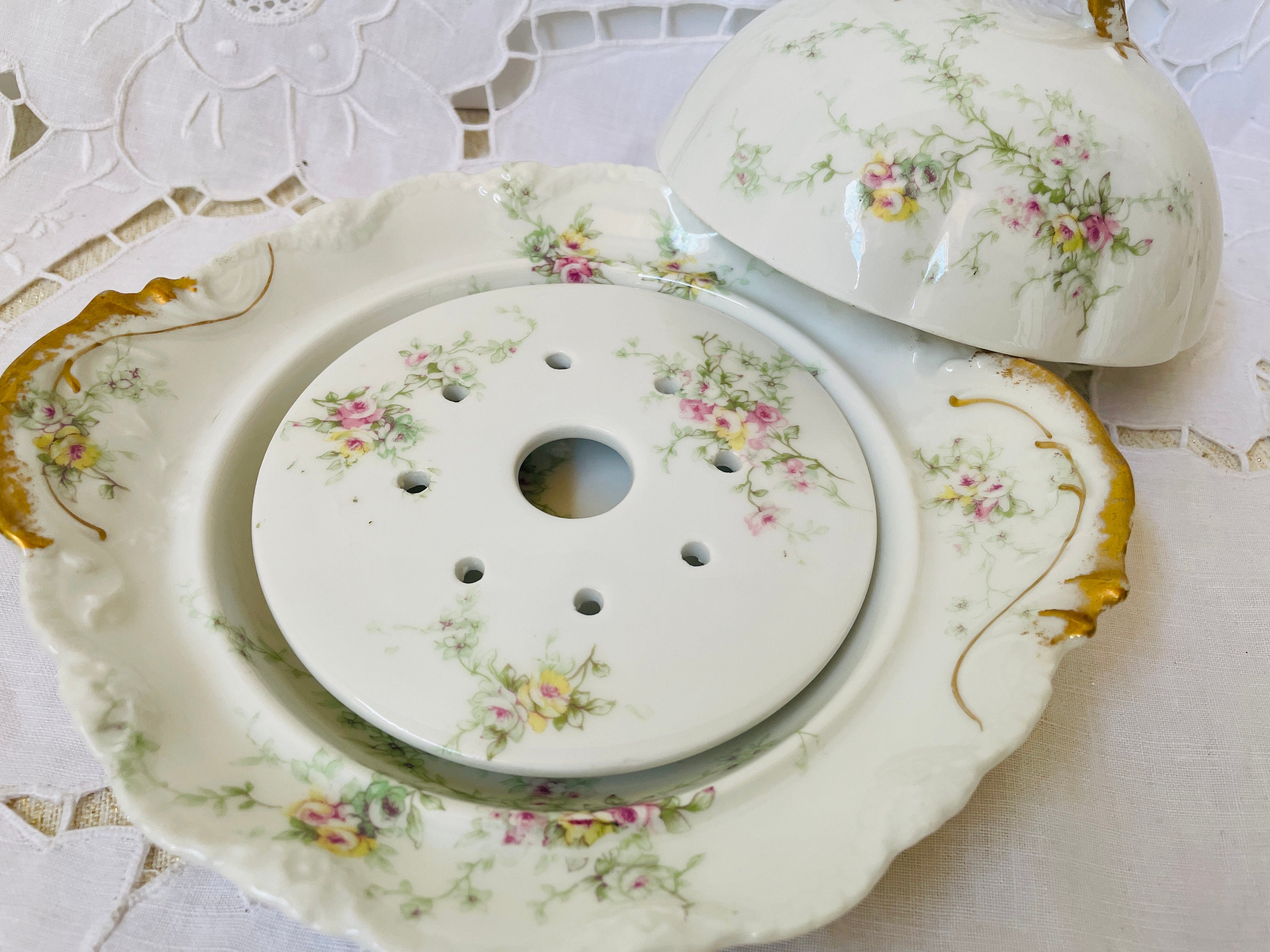 Antique 1914 Limoges Theodore Haviland Domed Butter Dish Bowl With ...