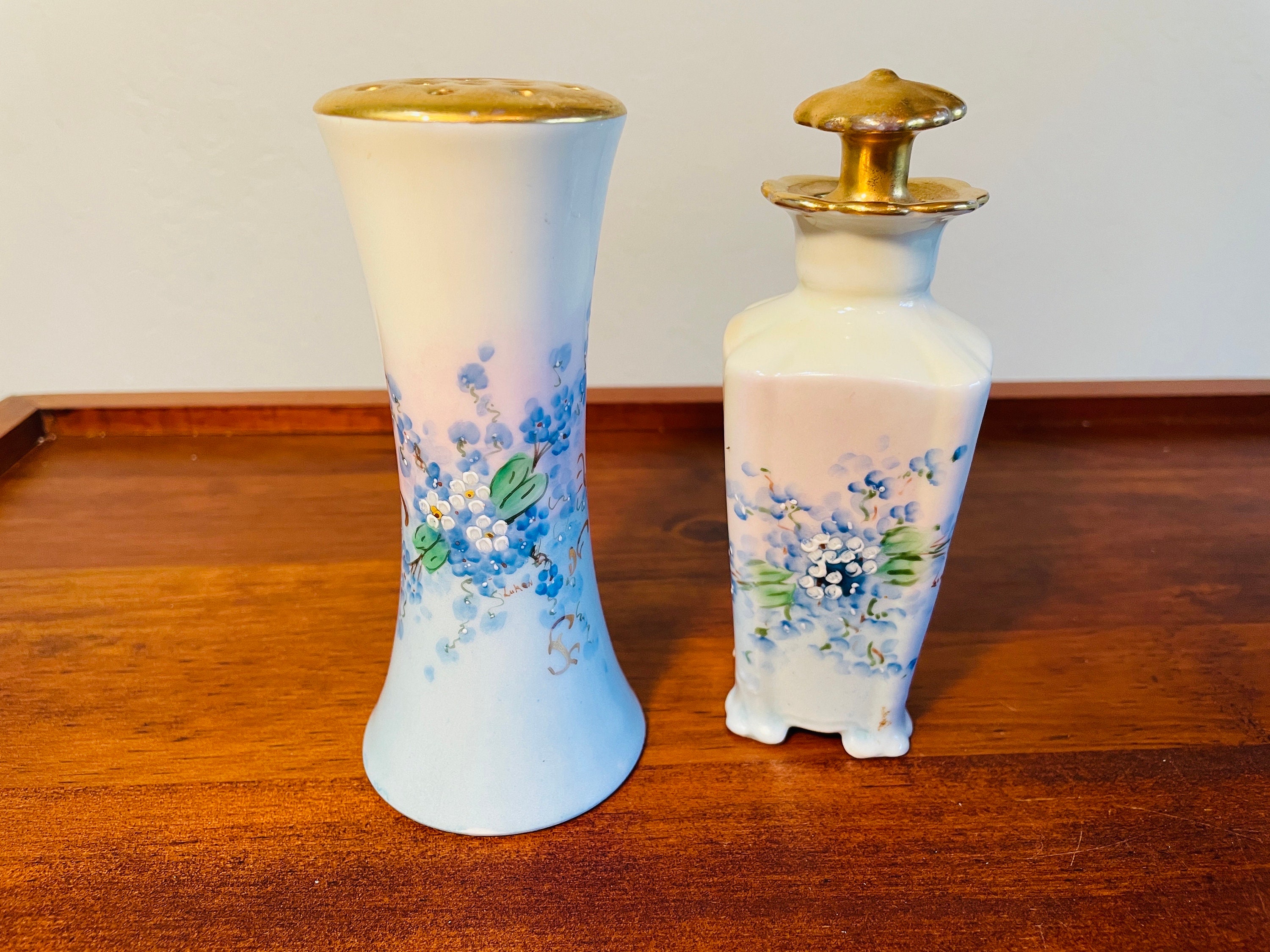 Antique Forget Me Not Blue Boudoir Vanity Set Porcelain - Etsy