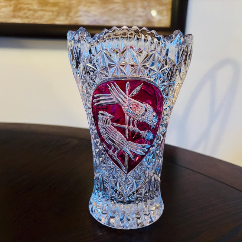 Antique Crystal Vase Bird - Etsy