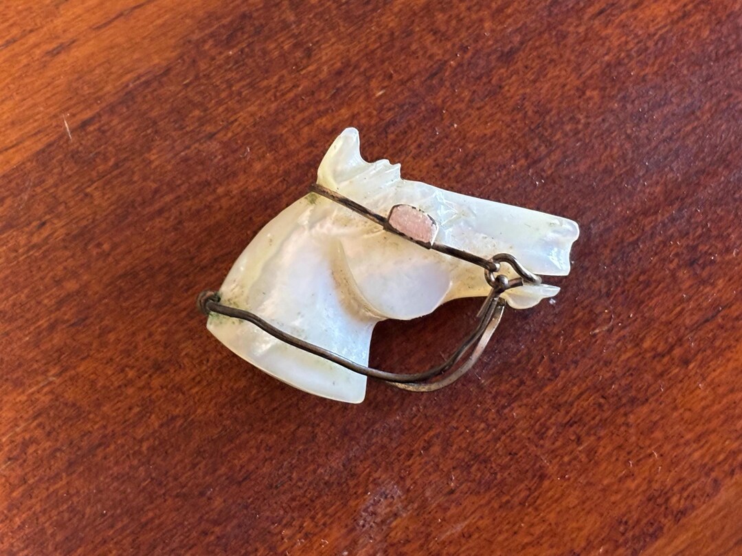 Antique Mother of Pearl Horse Head Pendant Fob – Carved Shell ...