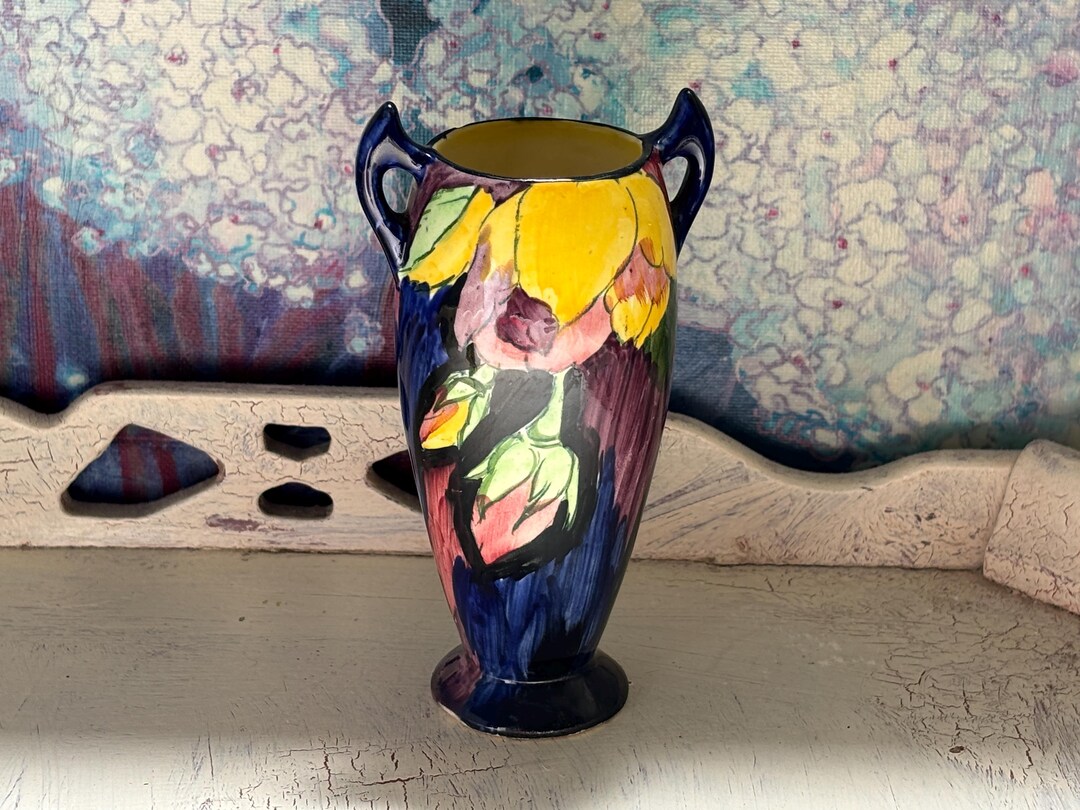 H K Tunstall Avalon Vase, Abstract Art Two Handled Urn Made in England ...