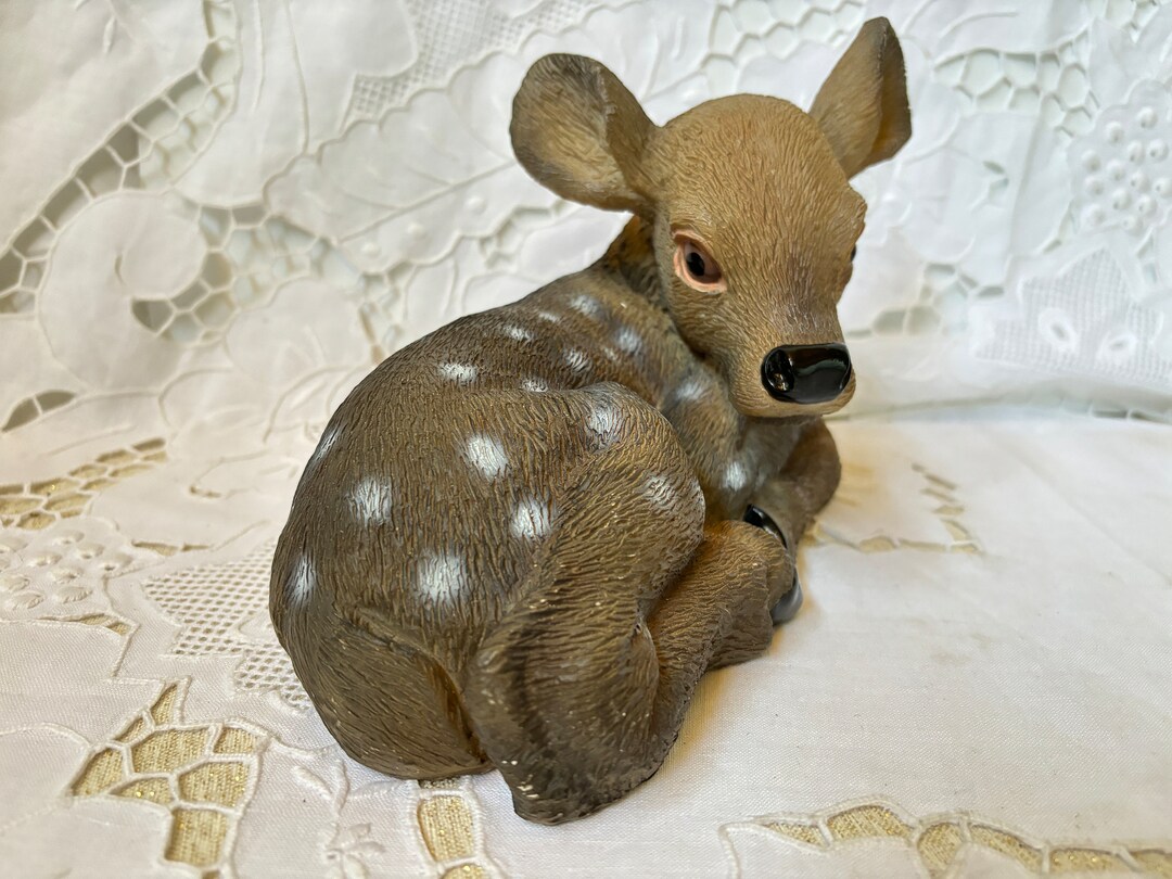 Vintage Fawn Figure, Stone Critters Baby Deer Sculpture, Spotted Doe ...