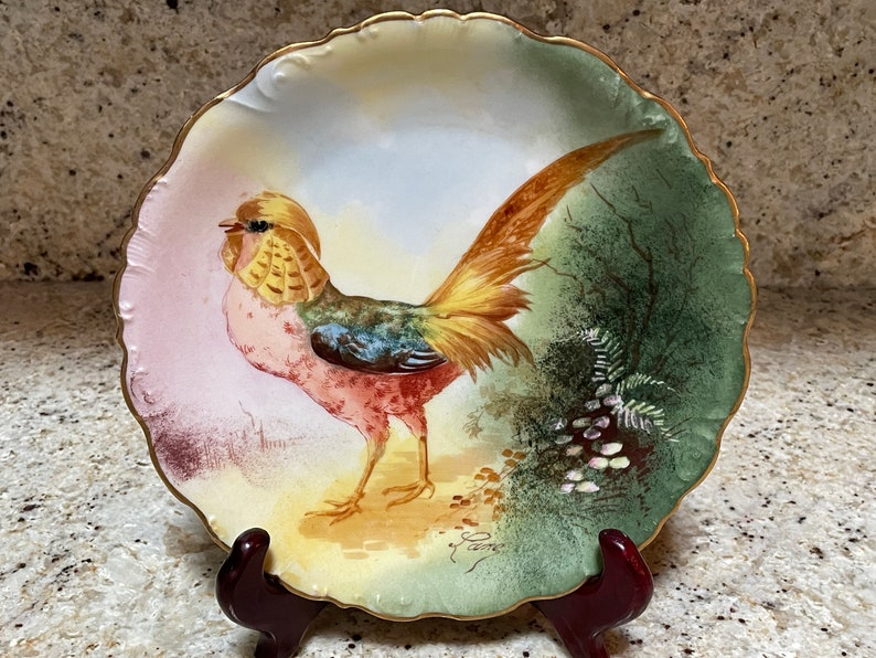 Antique Limoges Pheasant Plate – Hand-painted French Porcelain, Signed ...