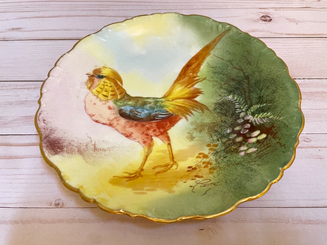Antique Limoges Pheasant Plate – Hand-painted French Porcelain, Signed ...