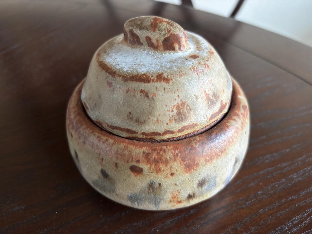 Rustic Handmade Lidded Pottery Jar – Studio Ceramic Vessel With Crackle ...
