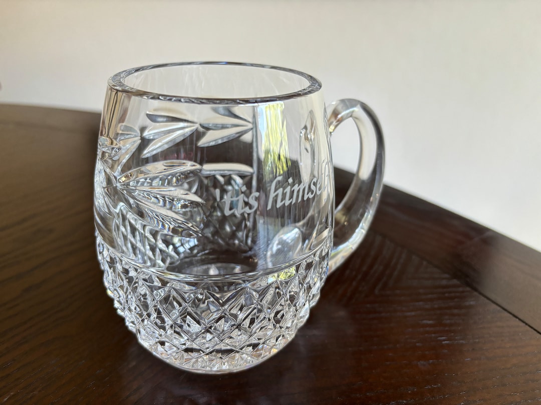 Galway Irish Crystal Beer Tankard Engraved ‘tis Himself” Elegant ...