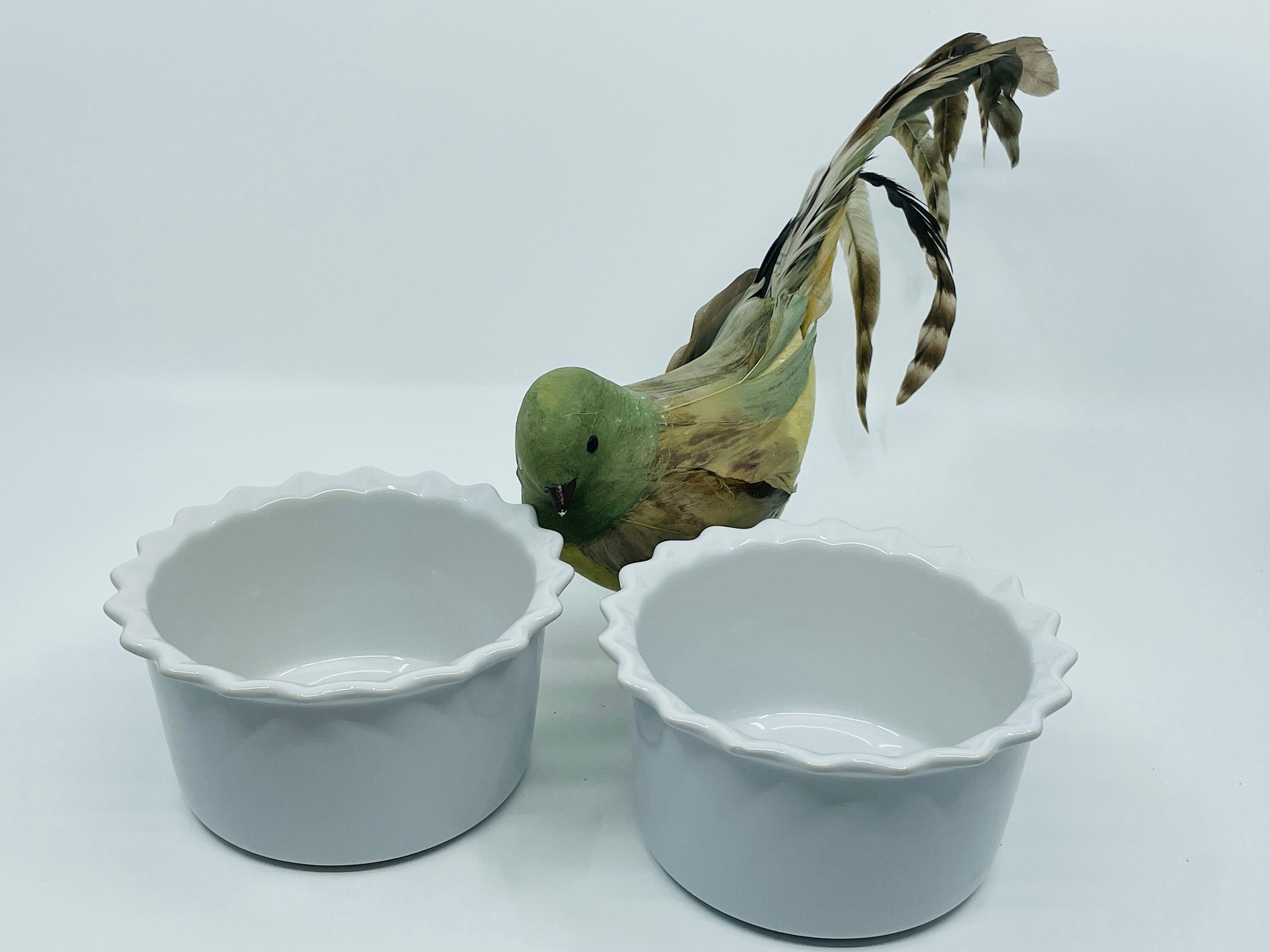 Chantal Scalloped Rim White Ramekins, Mini Soufflé Baking Dishes, Set ...