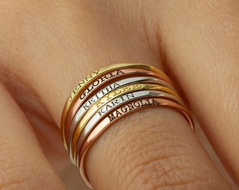 Custom Name Ring Stackable Name Ring Personalized Name Ring - Etsy