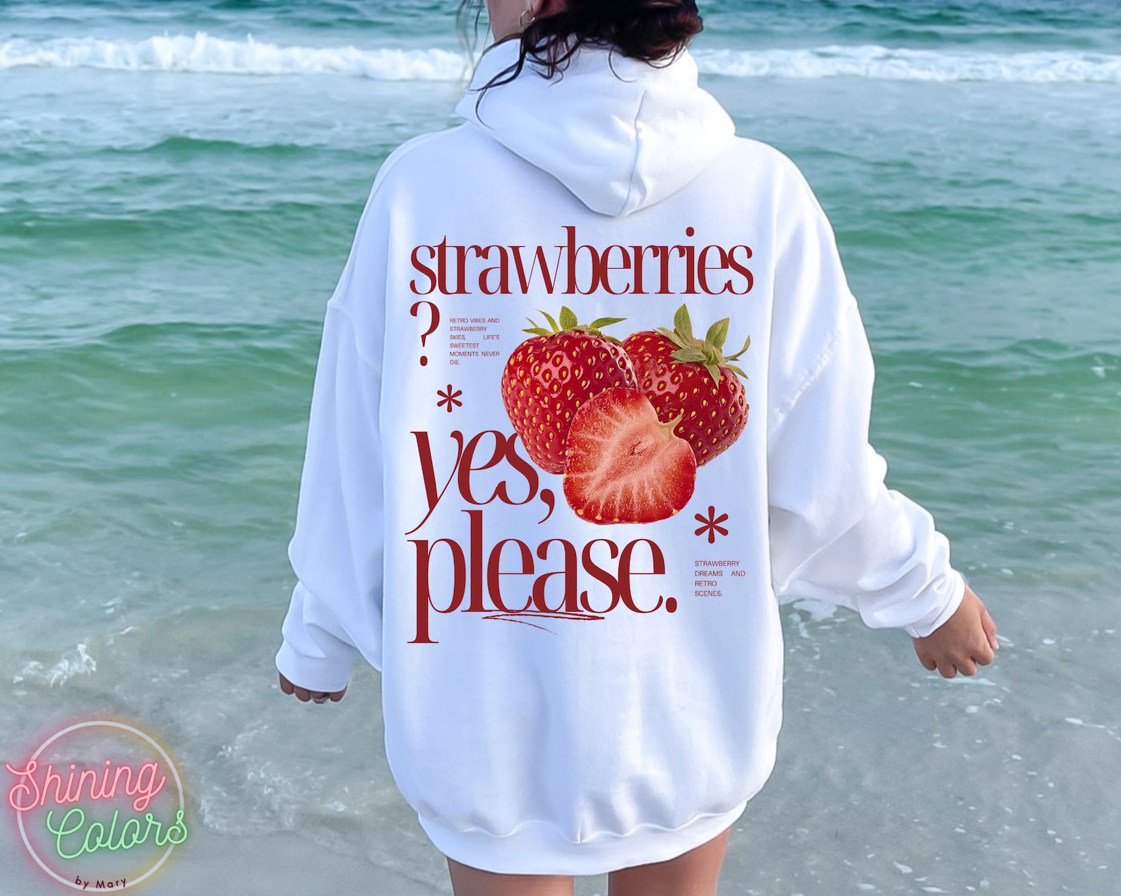 Retro Strawberry Sweatshirt or Hoodie, Strawberry Beach Oversized ...