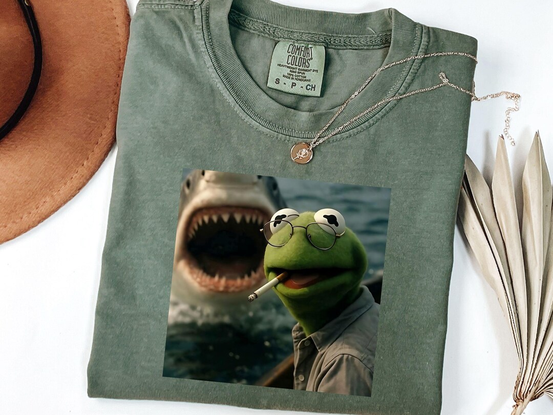 Comfort Colors® Vintage Dark Humor Shirt, Smoking Frog Meme Tee, Shark ...