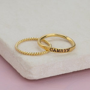 Women's Gold Stacking Rings Stackable Name Rings - Etsy