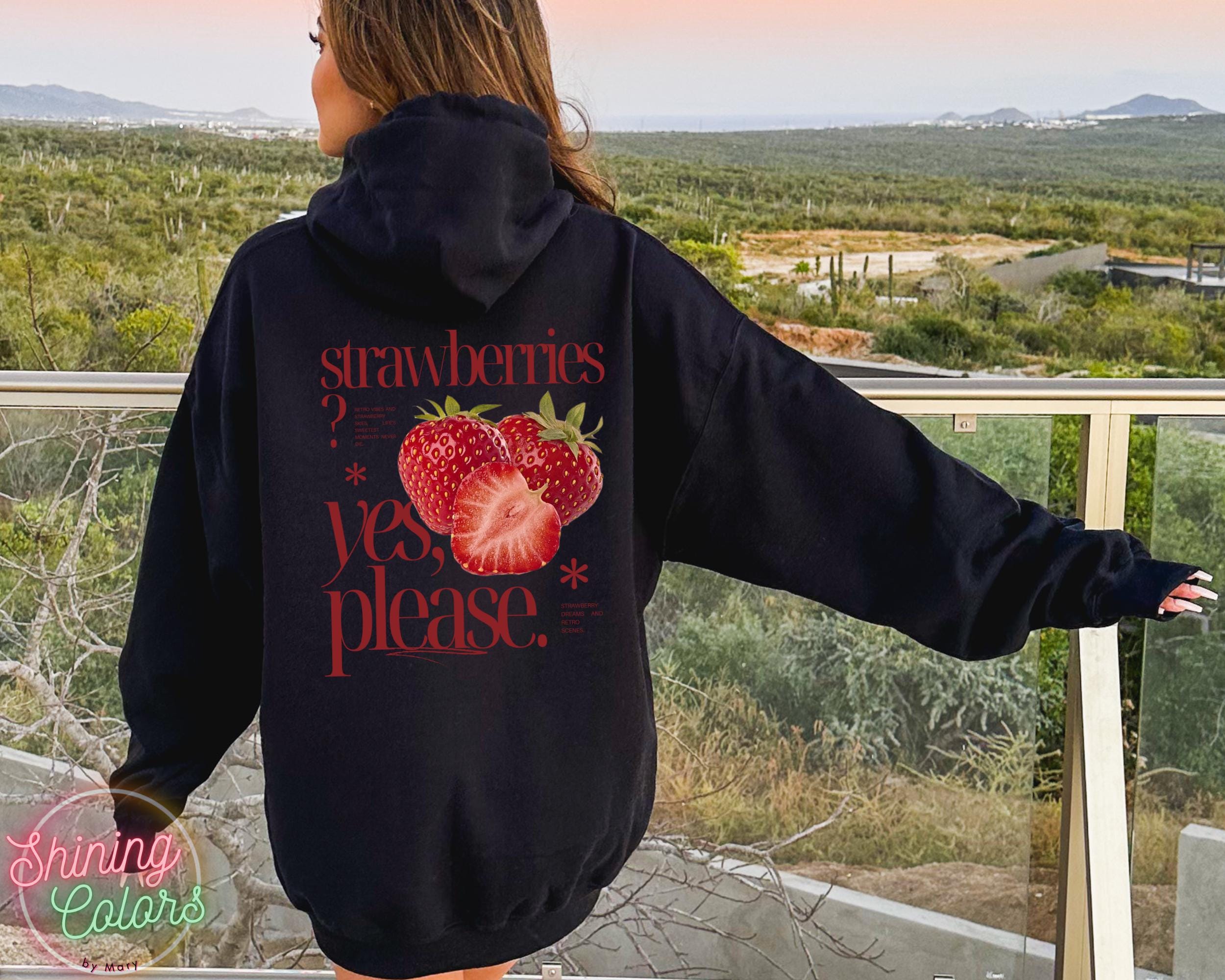 Retro Strawberry Sweatshirt or Hoodie, Strawberry Beach Oversized ...