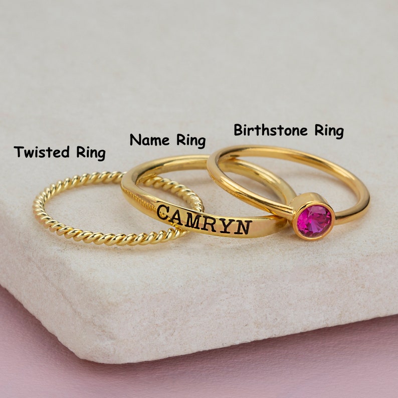 Women's Gold Stacking Rings Stackable Name Rings - Etsy