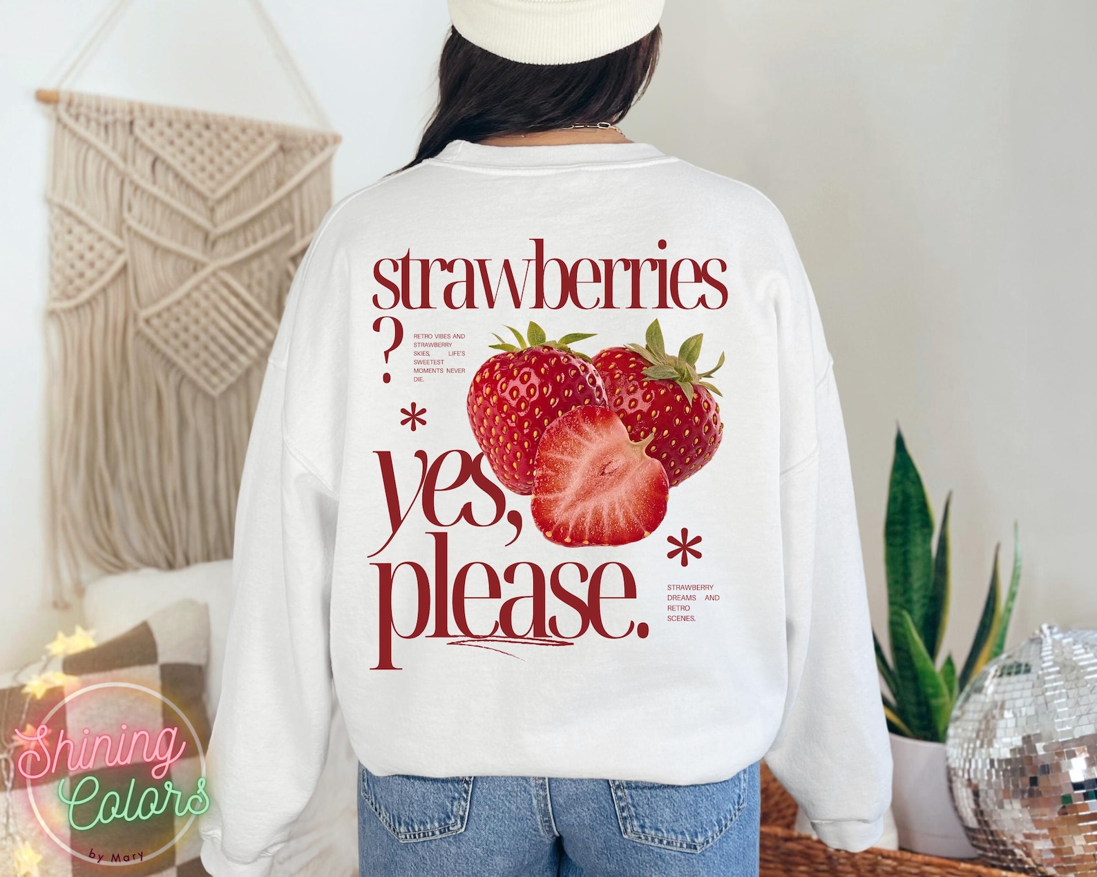 Retro Strawberry Sweatshirt or Hoodie, Strawberry Beach Oversized ...