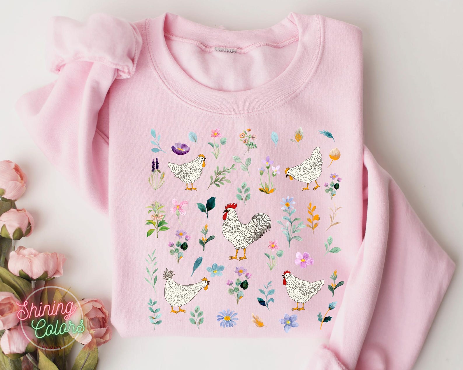 Floral Chicken Sweatshirt, Wildflower Chicken Sweatshirt, Mothers Day ...