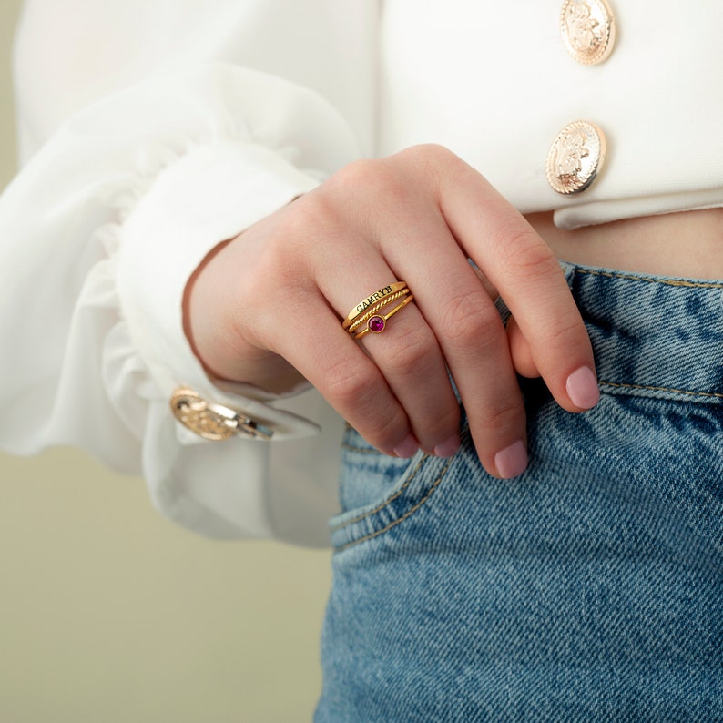 Women's Gold Stacking Rings Stackable Name Rings - Etsy