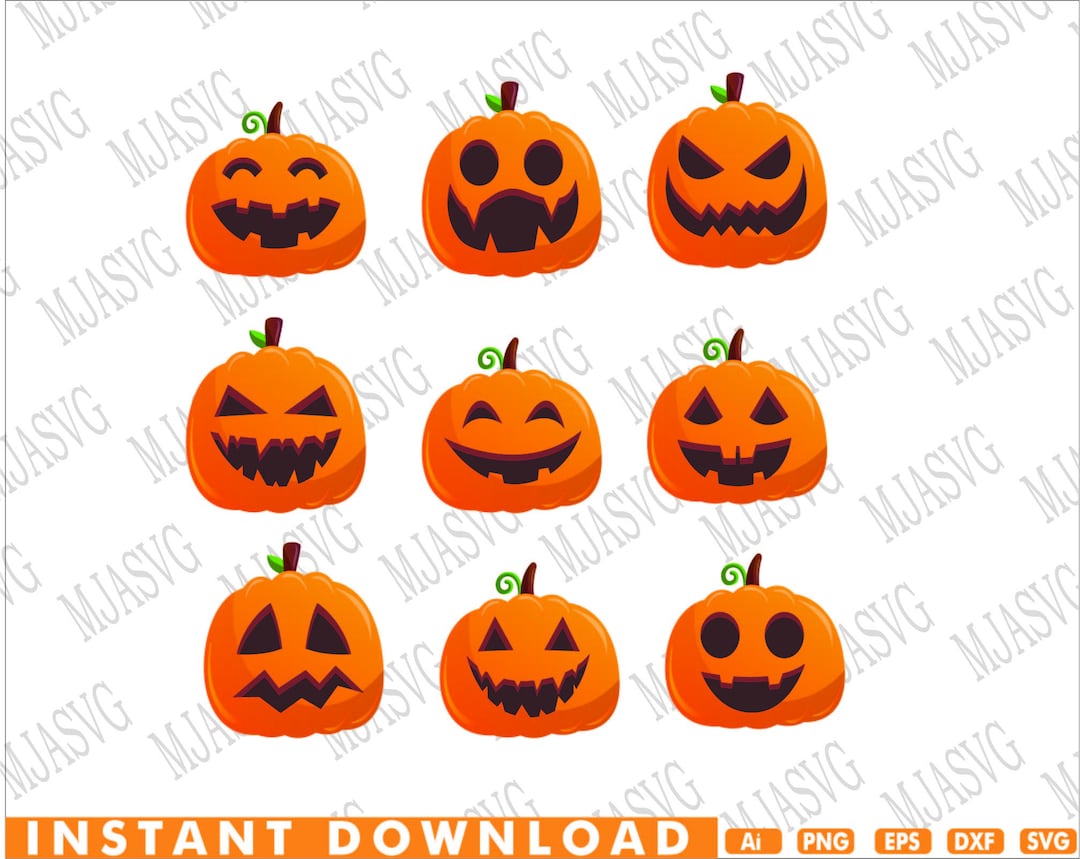 Pumpkin Faces Clipart Pumpkin Face Png Bundle Pumpkin - Etsy