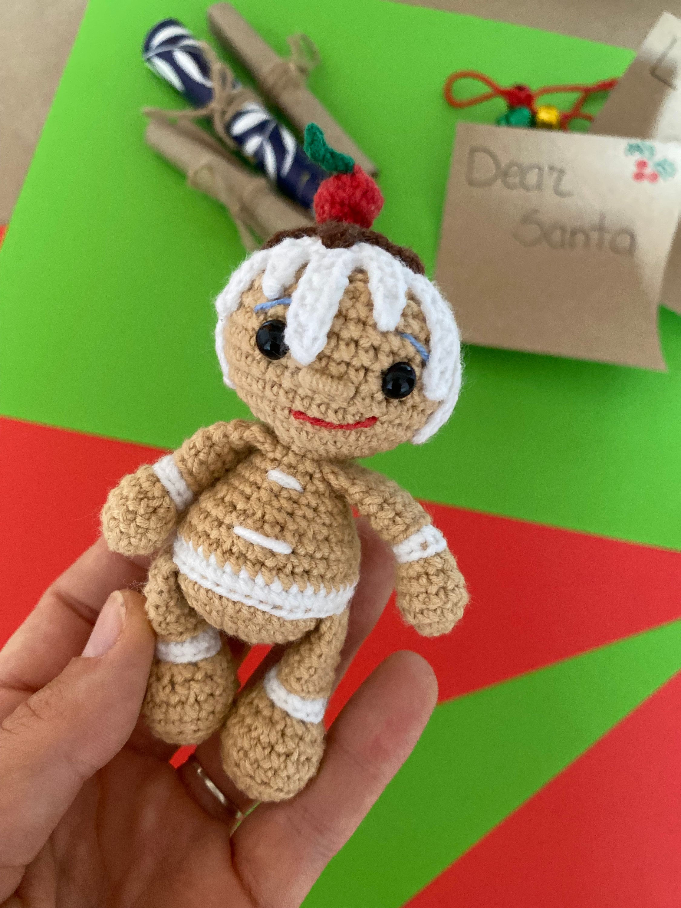 Gingerbread Man Amigurumi Doll, Crochet Plush Stuffed Gingerbread Man ...