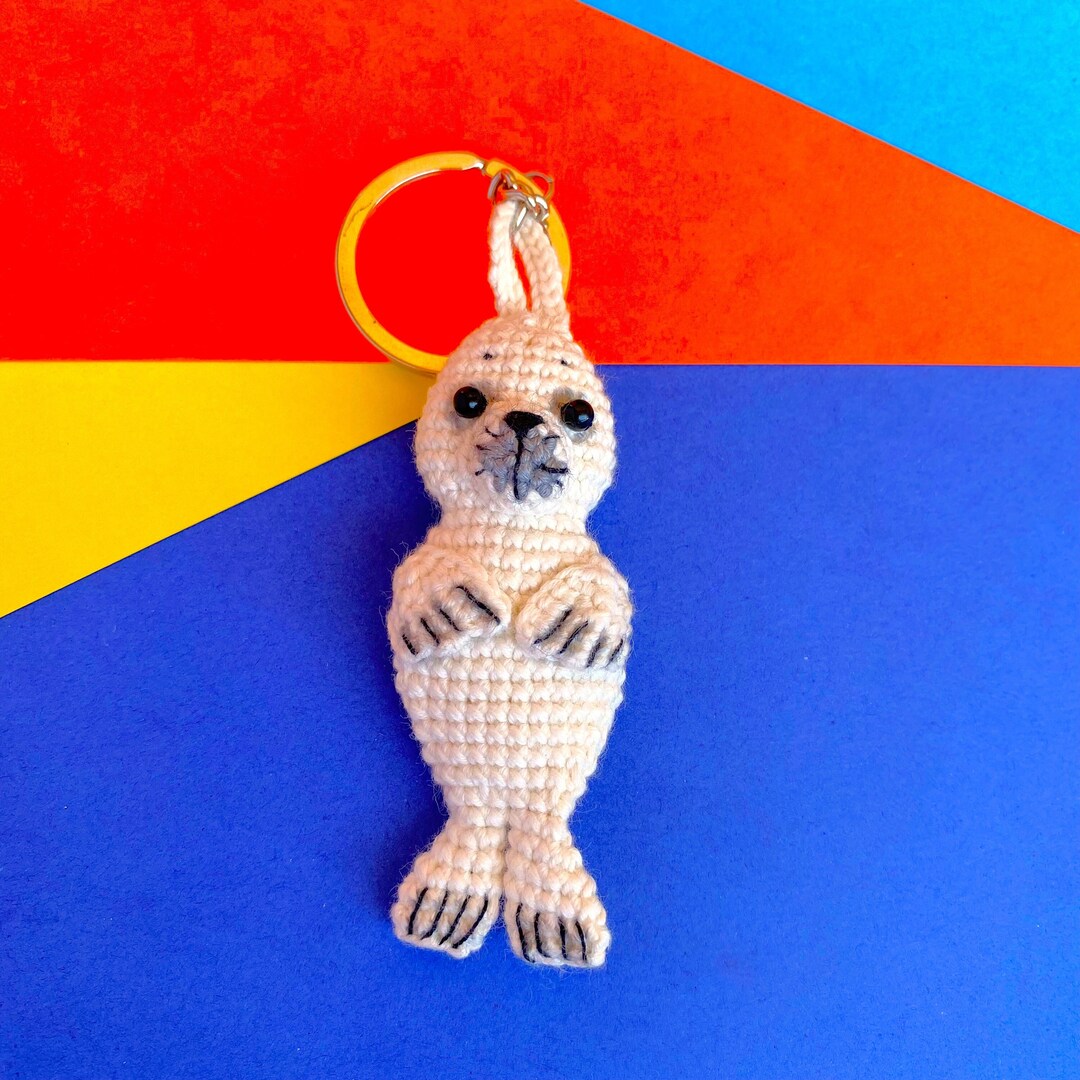 Seal Keychain Crochet, Crochet Plush Stuffed Figure, Amigurumi Seal ...