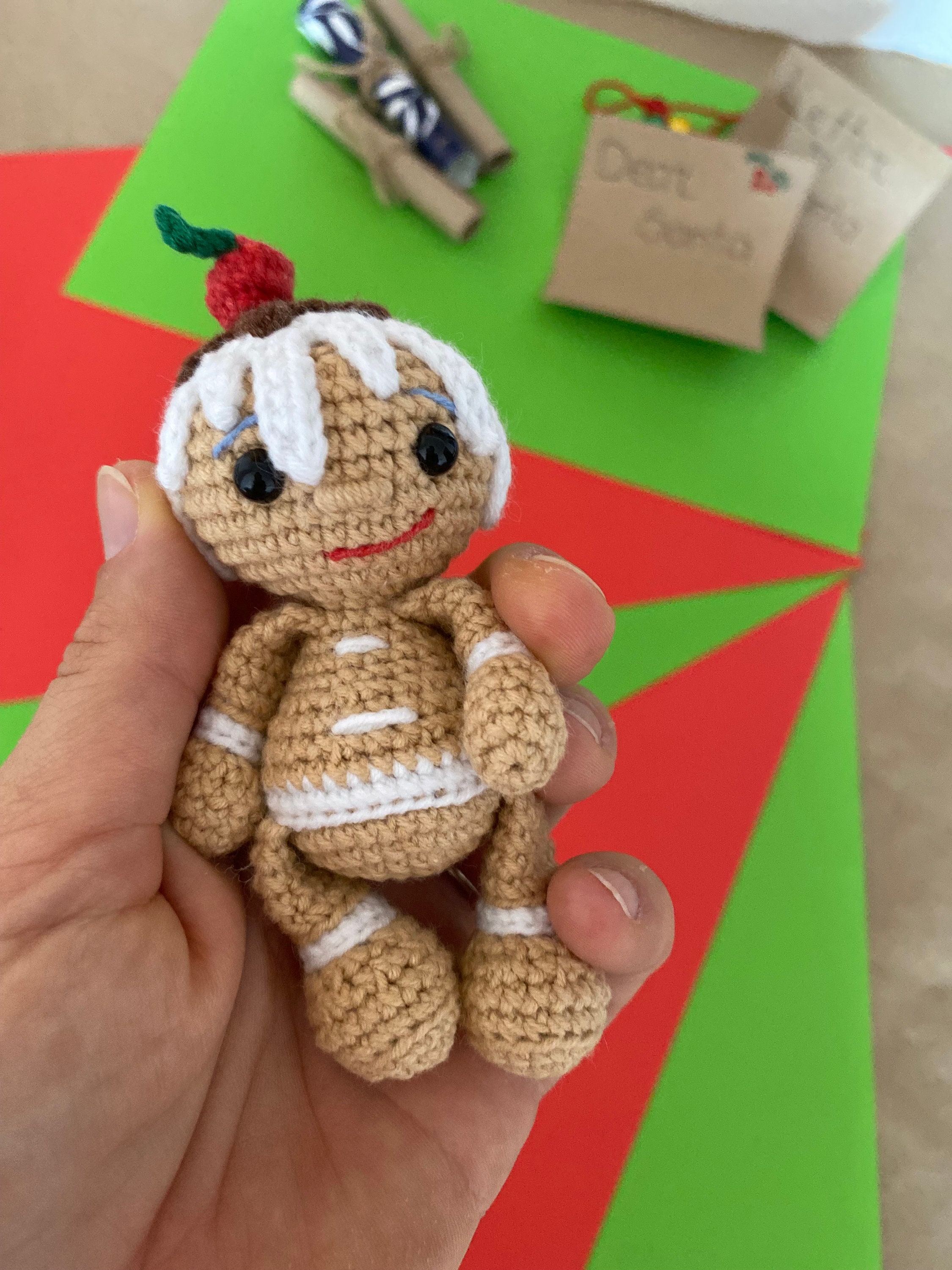 Gingerbread Man Amigurumi Doll, Crochet Plush Stuffed Gingerbread Man ...