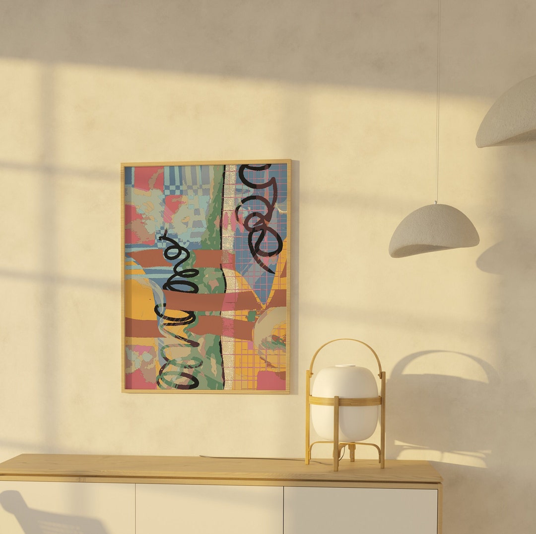 Funky Abstract Wall Art: Colorful Retro Print (digital Download) - Etsy