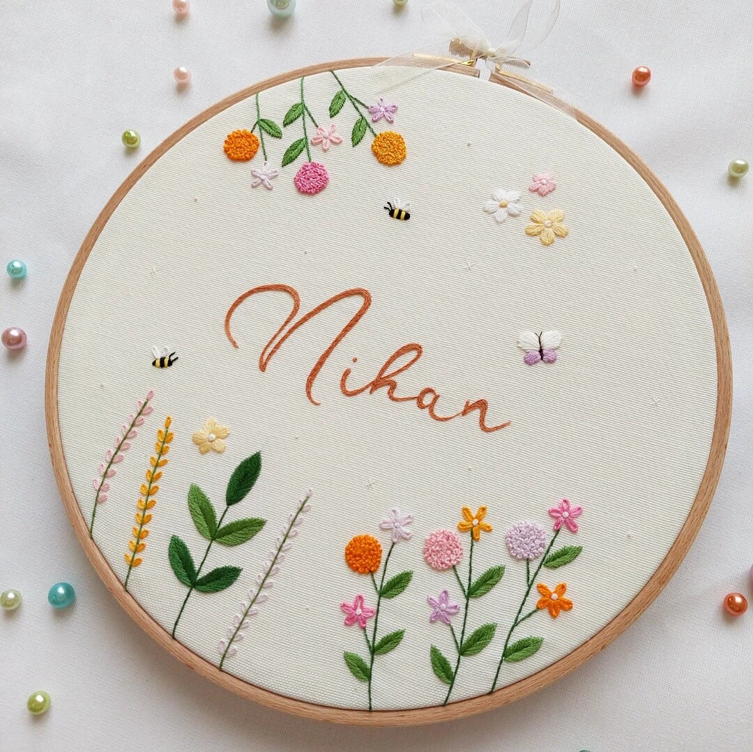 Personalized Embroidery Modern Embroidery Floral Embroidery - Etsy