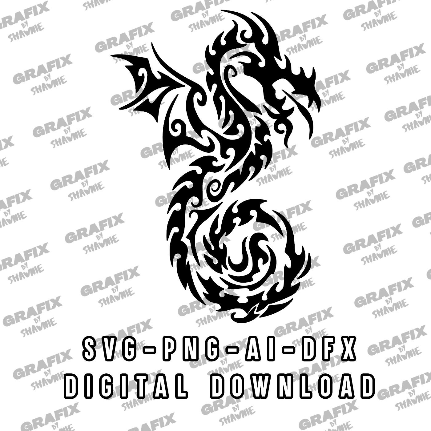 Tribal Dragon Decal Sticker Decals SVG PNG JPG - Etsy