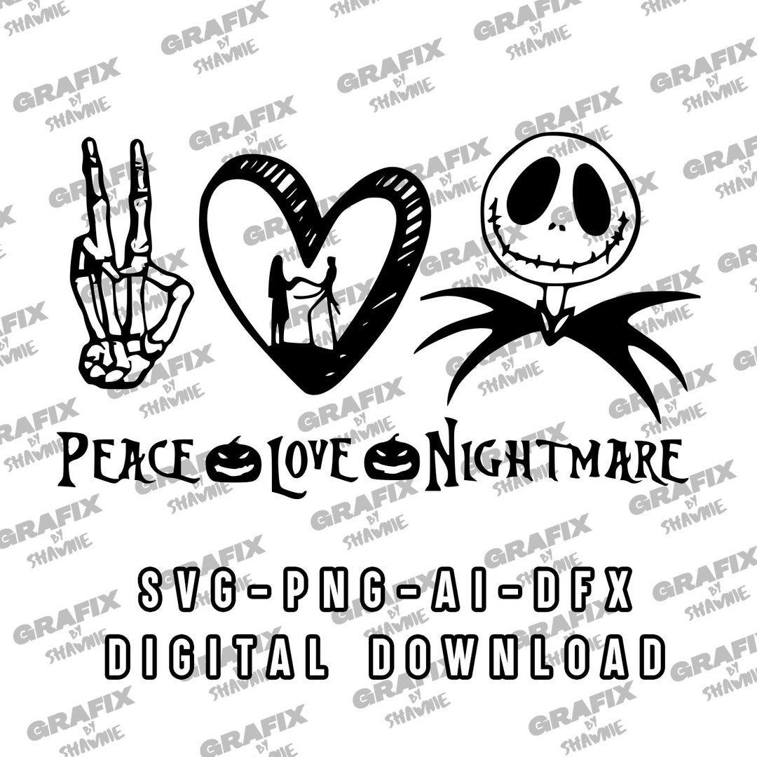 Peace Love Nightmare Decal, Sticker Decals, SVG, PNG, JPG - Etsy