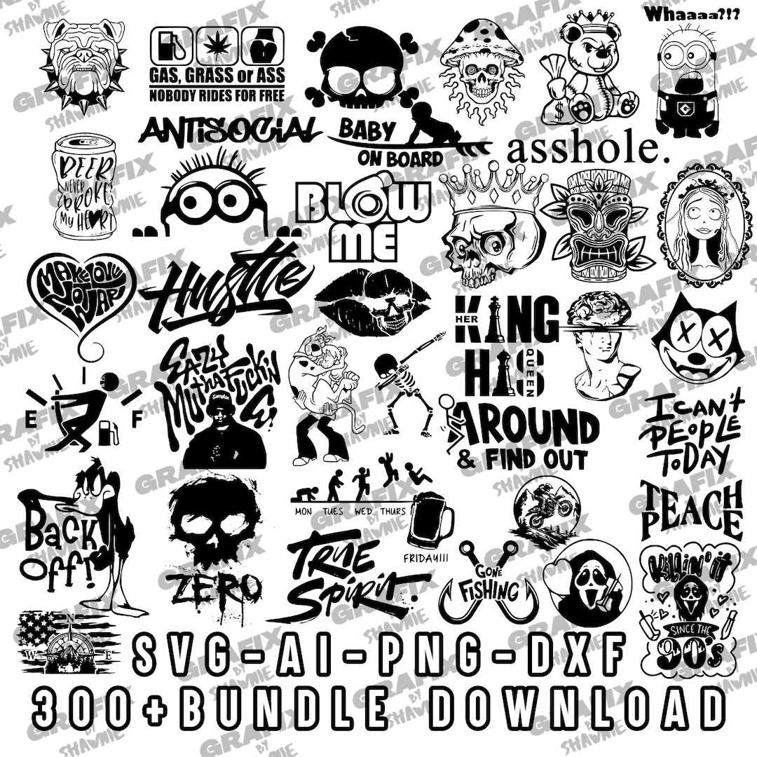 300 Svg Bundle, Sticker Decals, SVG, PNG, Ai, DXF Files - Etsy UK