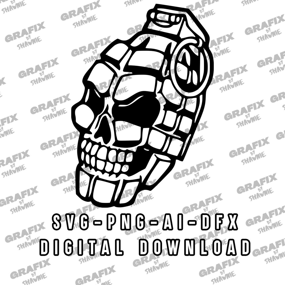 Grenade Skull Decal, Sticker Decals, SVG, PNG, JPG - Etsy