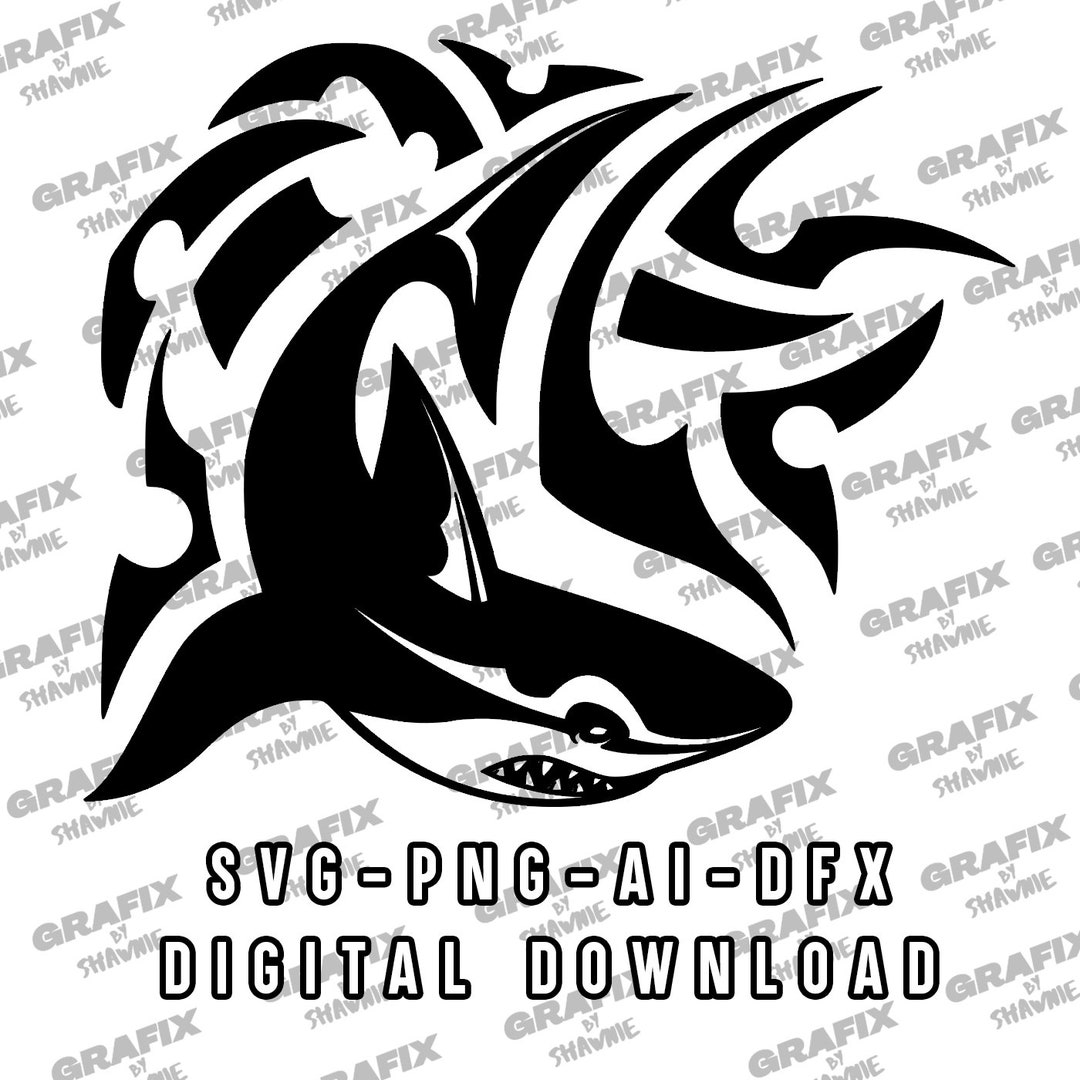 Tribal Shark Decal, Sticker Decals, SVG, PNG, JPG - Etsy