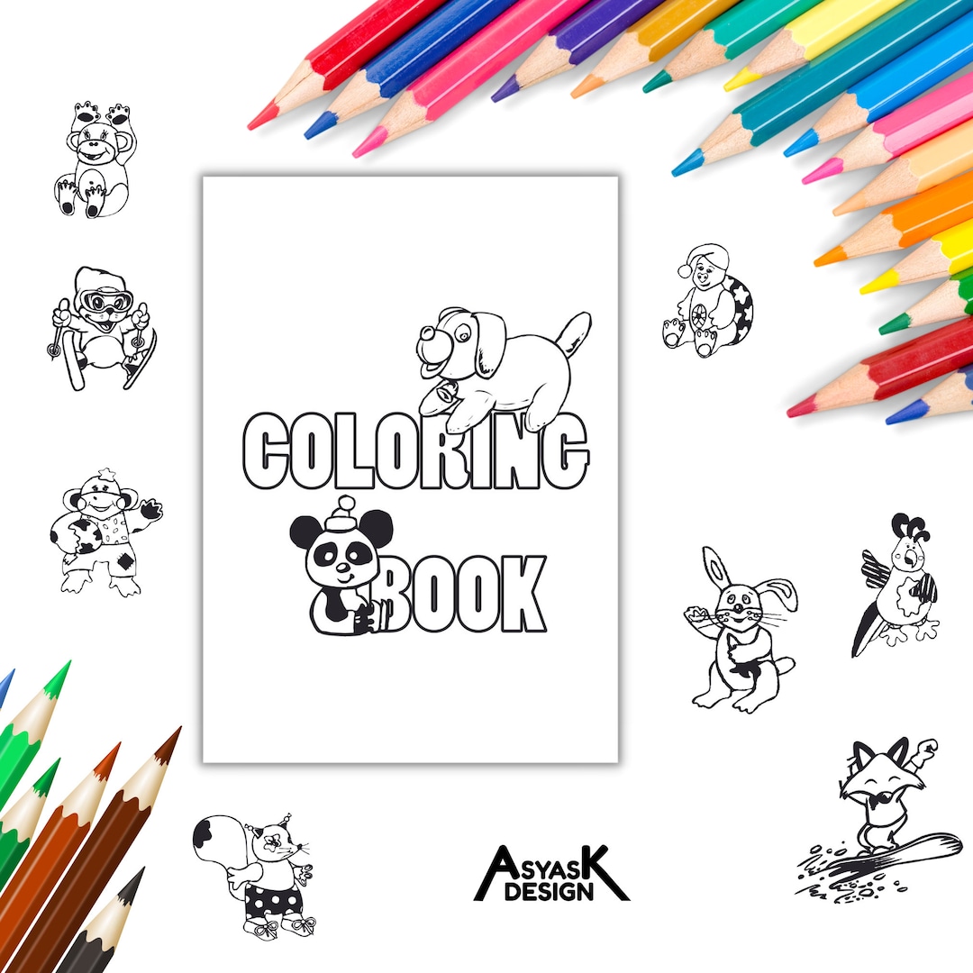 Printable Cute Animals for Kids 30 Pages Easy Coloring Book - Etsy