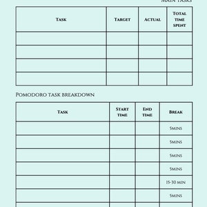 Printable Pomodoro Planner | Time Management, Revision (PDF Pattern) - Etsy
