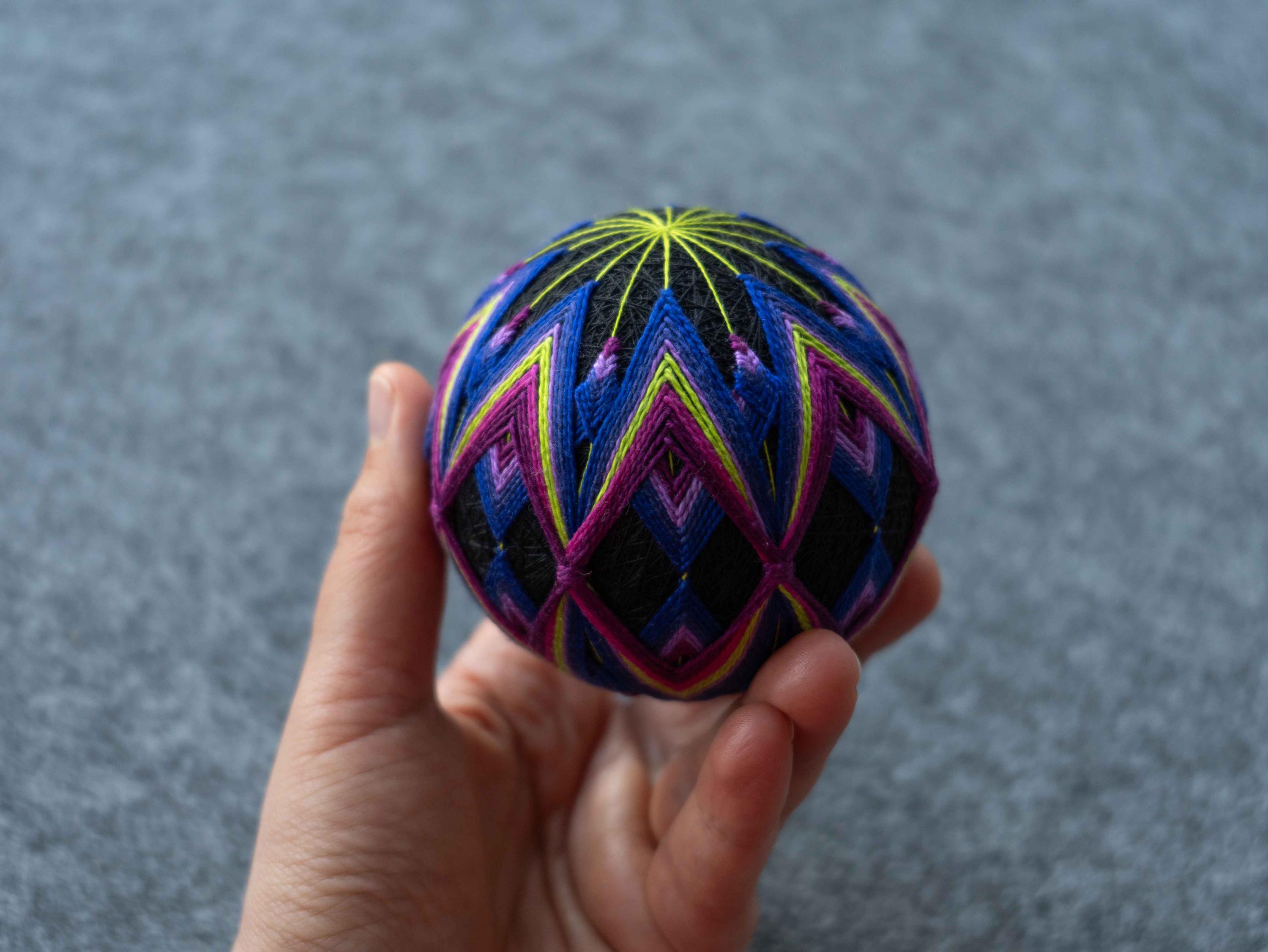 Embroidered Fiber Ball Art / Colorful Temari Art - Etsy