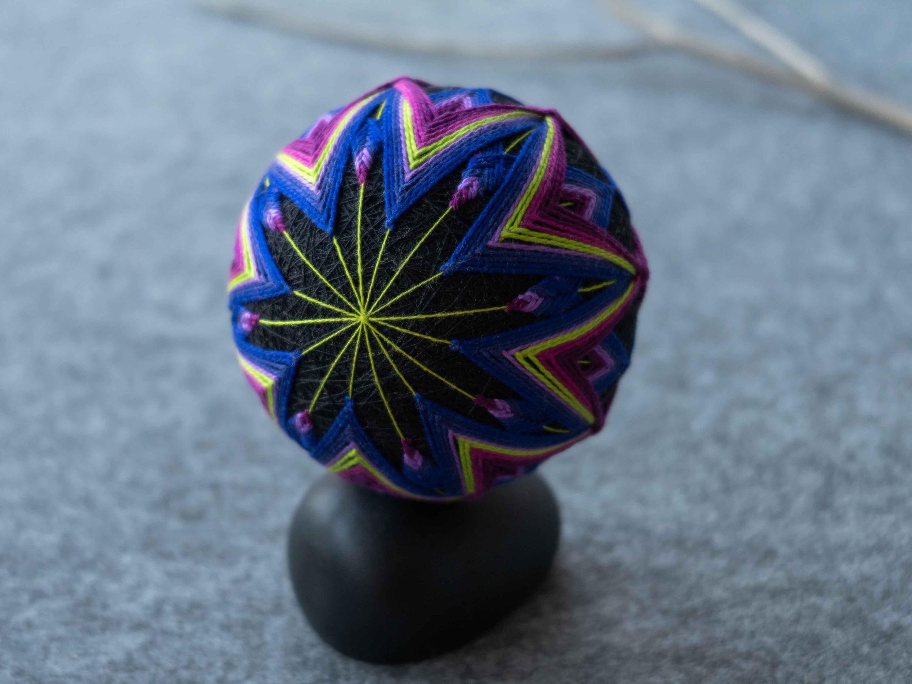 Embroidered Fiber Ball Art / Colorful Temari Art - Etsy