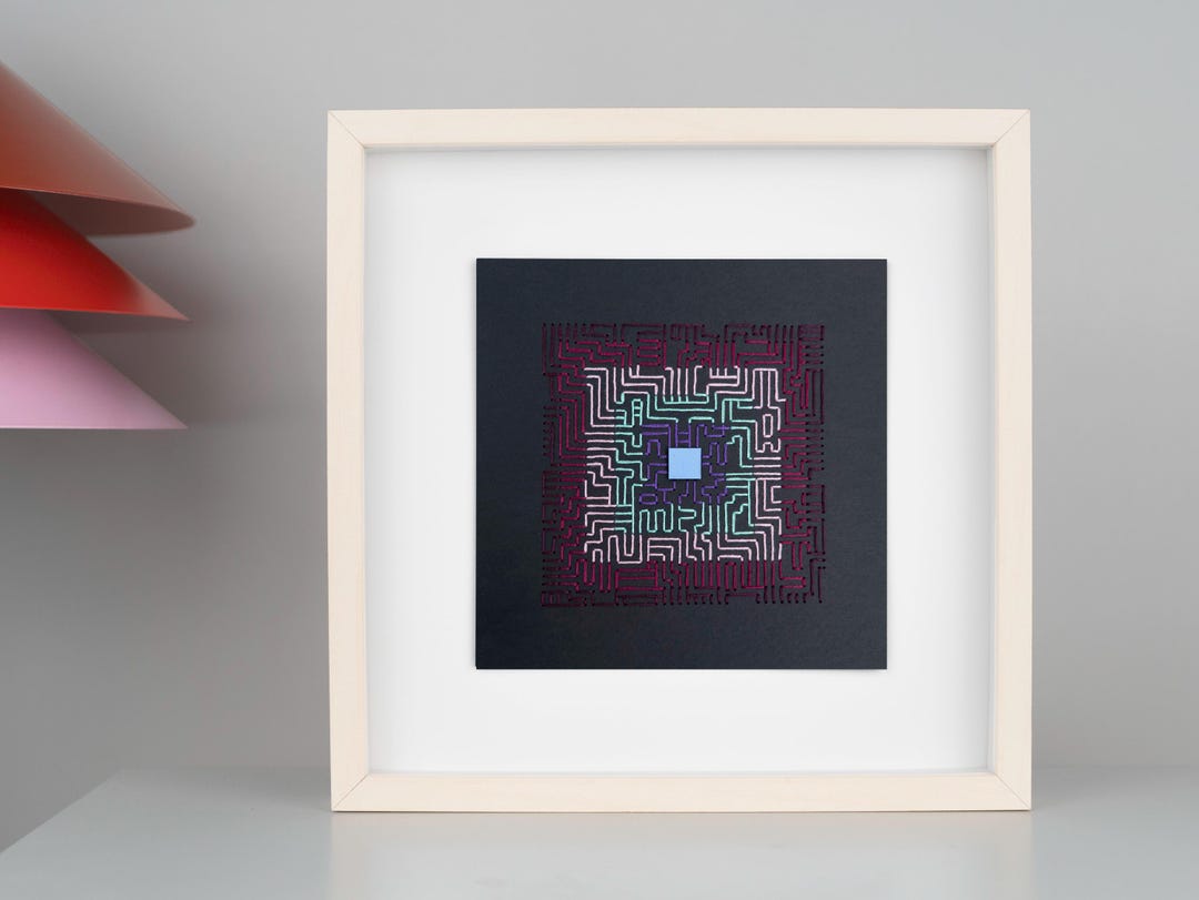 Paper Embroidery / Circuit Board Art for Tech Lovers / Small Geometric ...