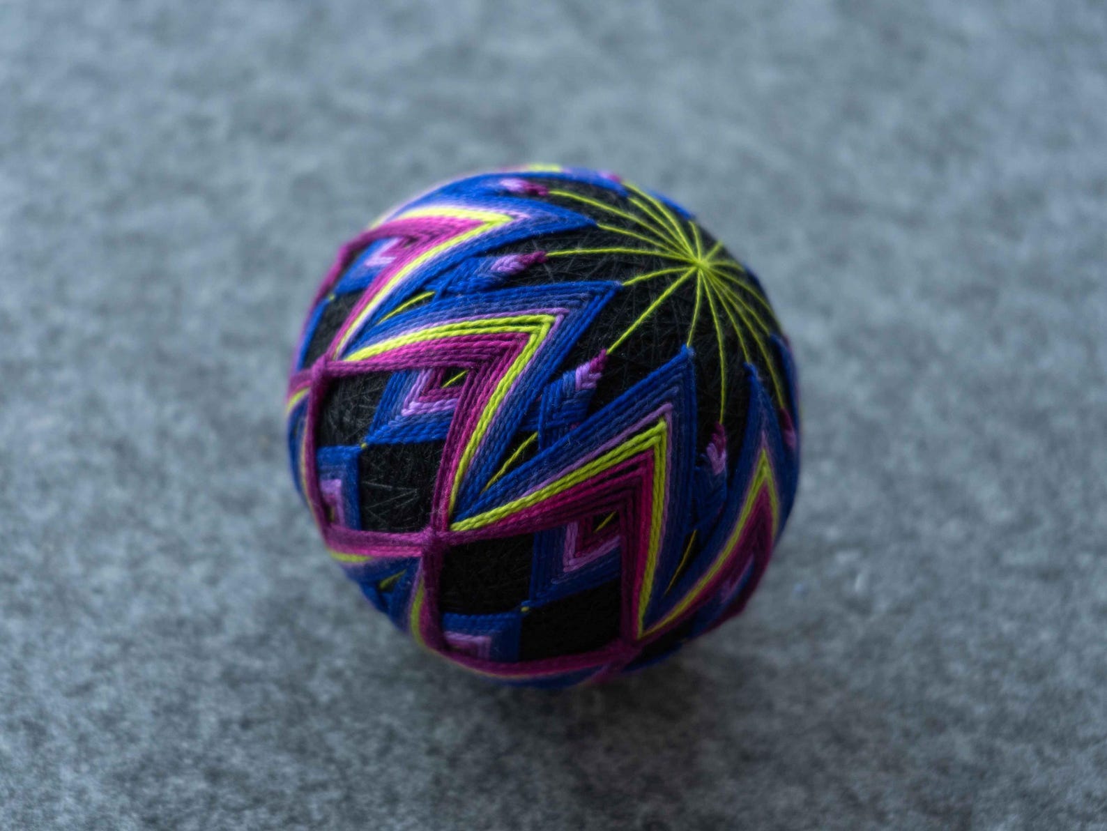 Embroidered Fiber Ball Art / Colorful Temari Art - Etsy