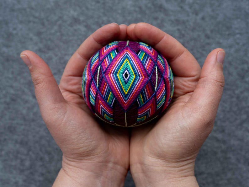 Embroidered Ball Art / Japanese Temari Art / Colorful Embroidery on ...