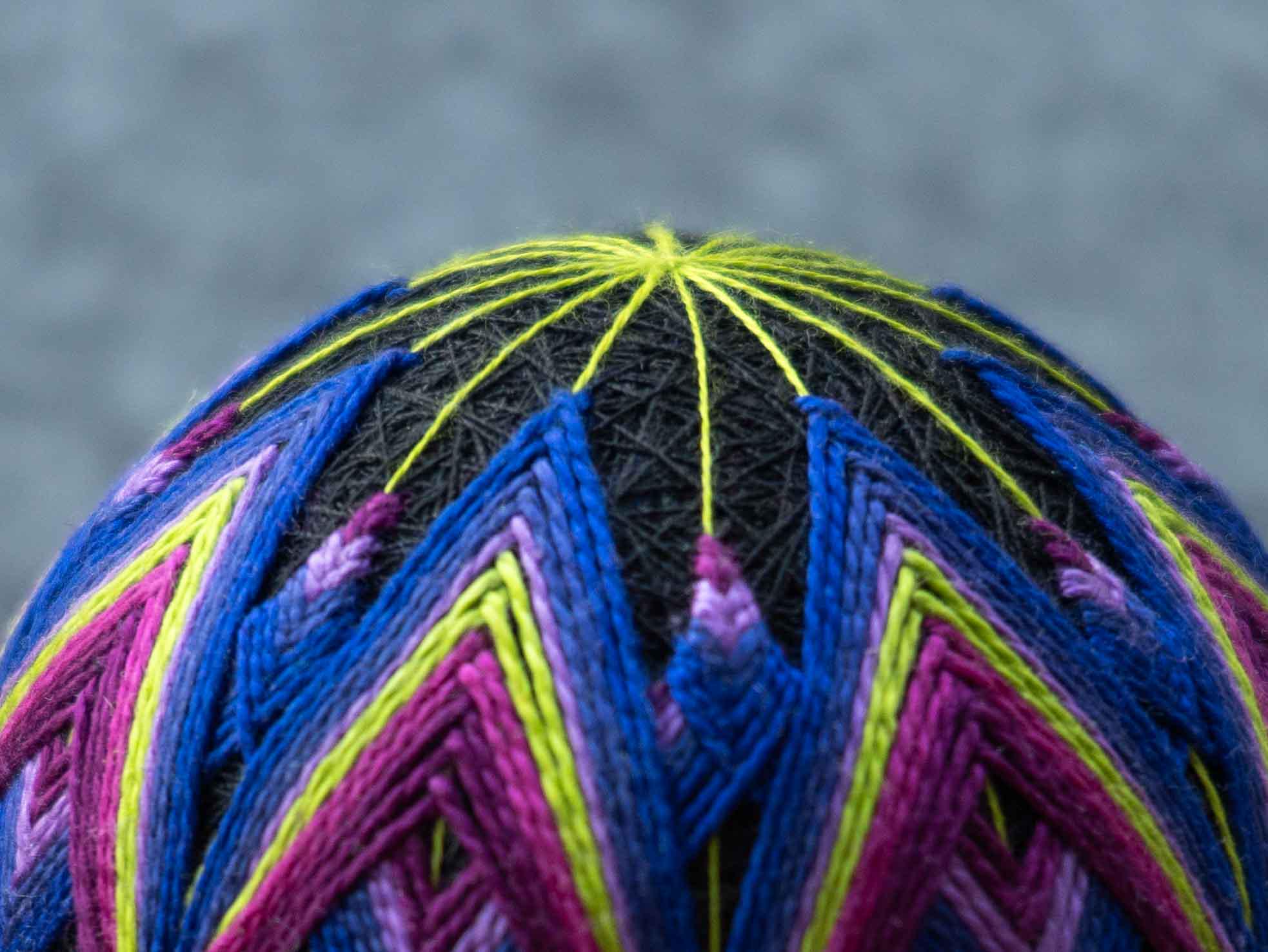 Embroidered Fiber Ball Art / Colorful Temari Art - Etsy