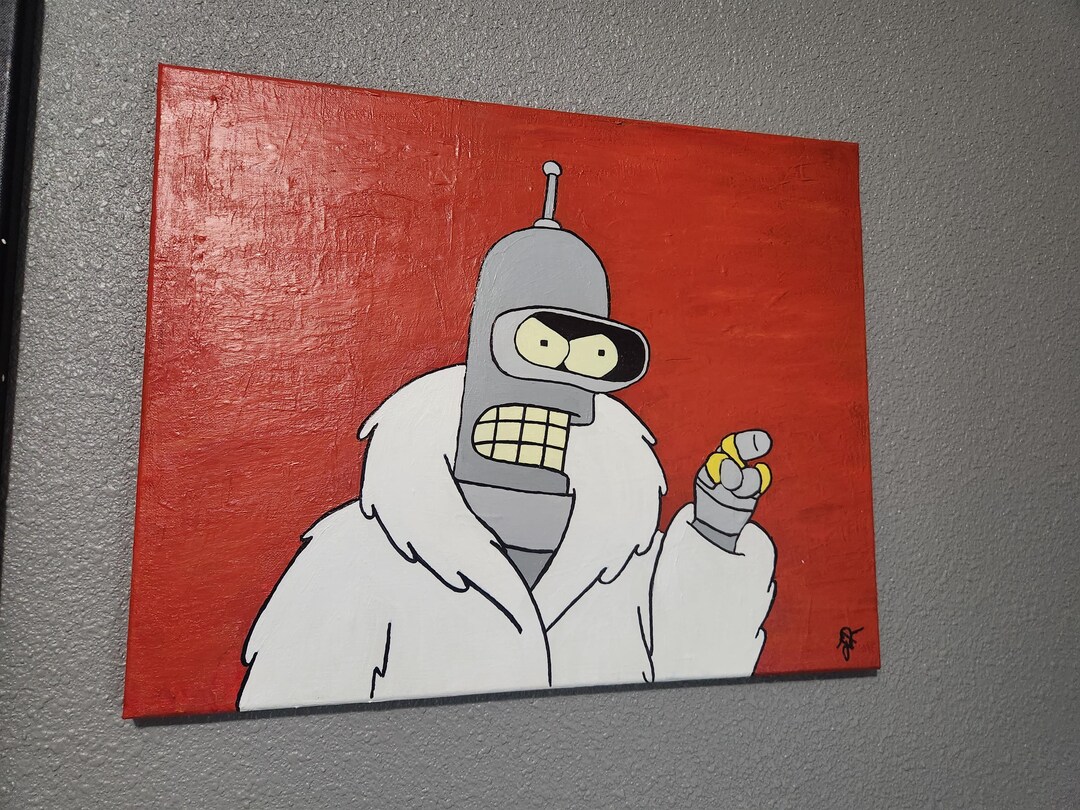 Bender Original Acrylic Painting | Futurama Character Art on Canvas ...