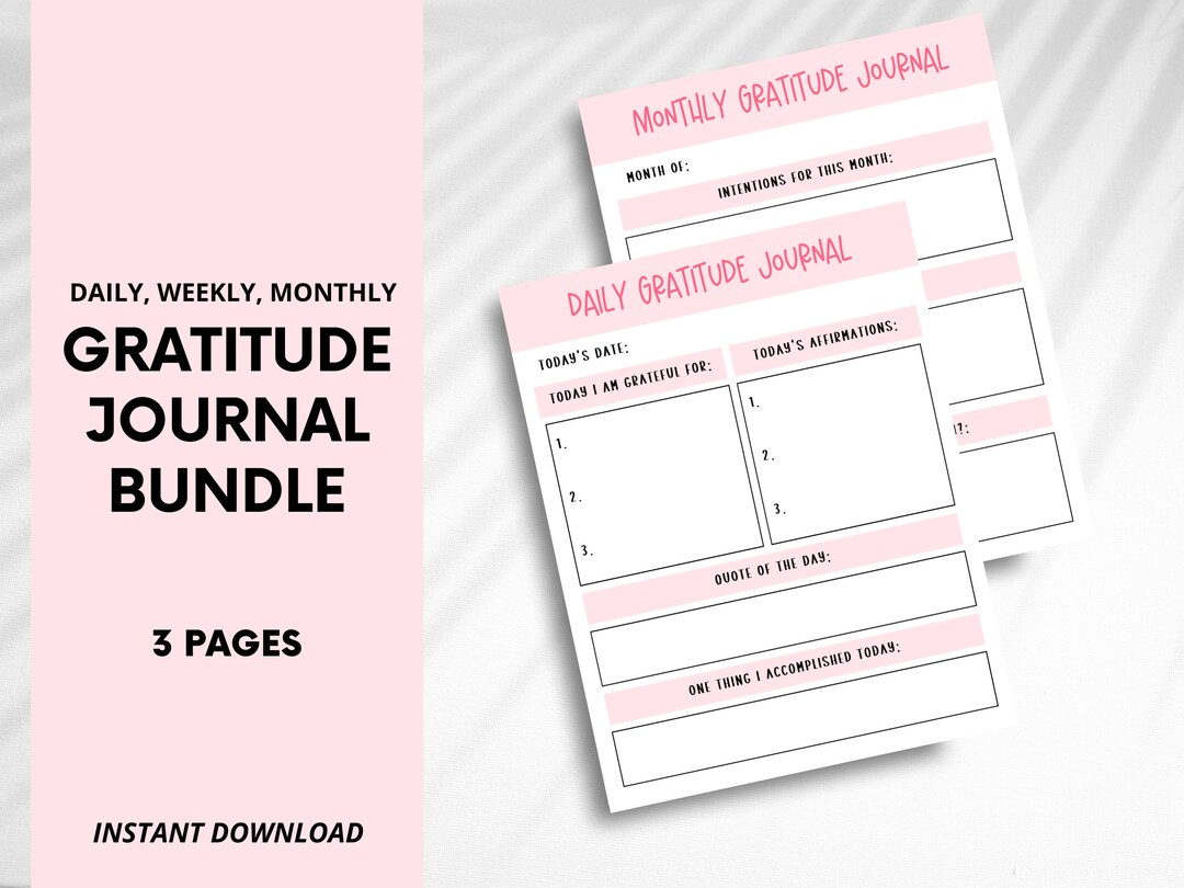 Gratitude Journal Printable Daily Gratitude Tracker Monthly Gratitude ...