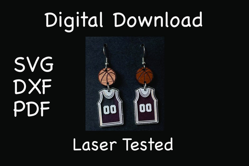 SVG- Etched Basketball Jersey Earrings - Digital Download - Simple ...