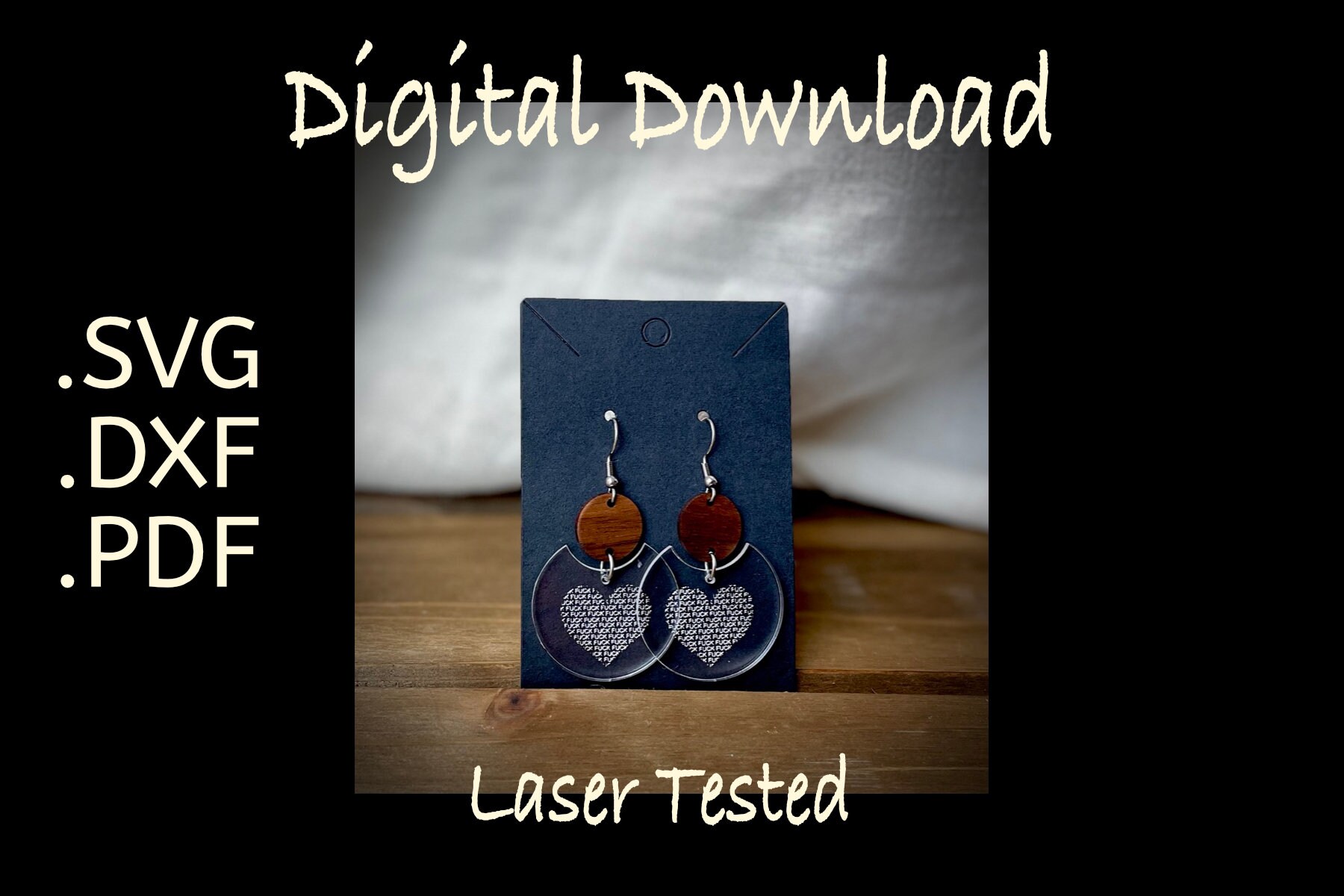 SVG - "fuck" Hidden in Heart Earring Files - Hidden Words - Heart ...