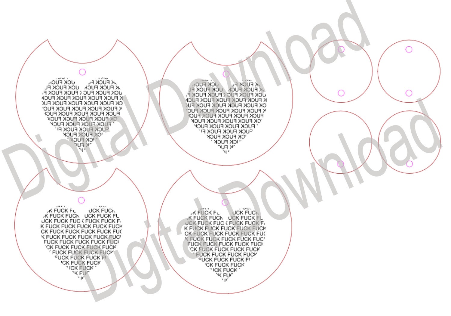 SVG - "fuck" Hidden in Heart Earring Files - Hidden Words - Heart ...