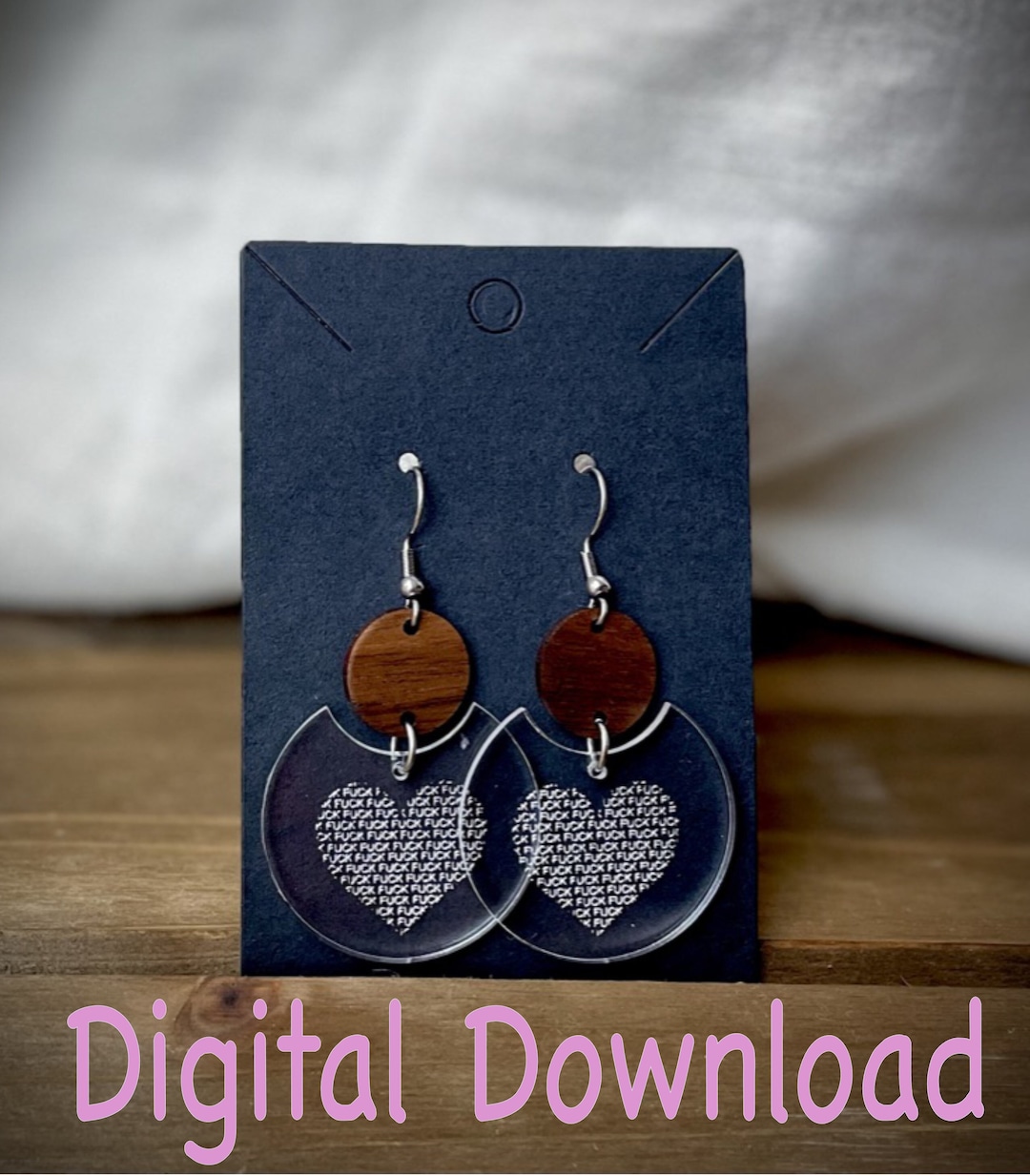SVG - "fuck" Hidden in Heart Earring Files - Hidden Words - Heart ...